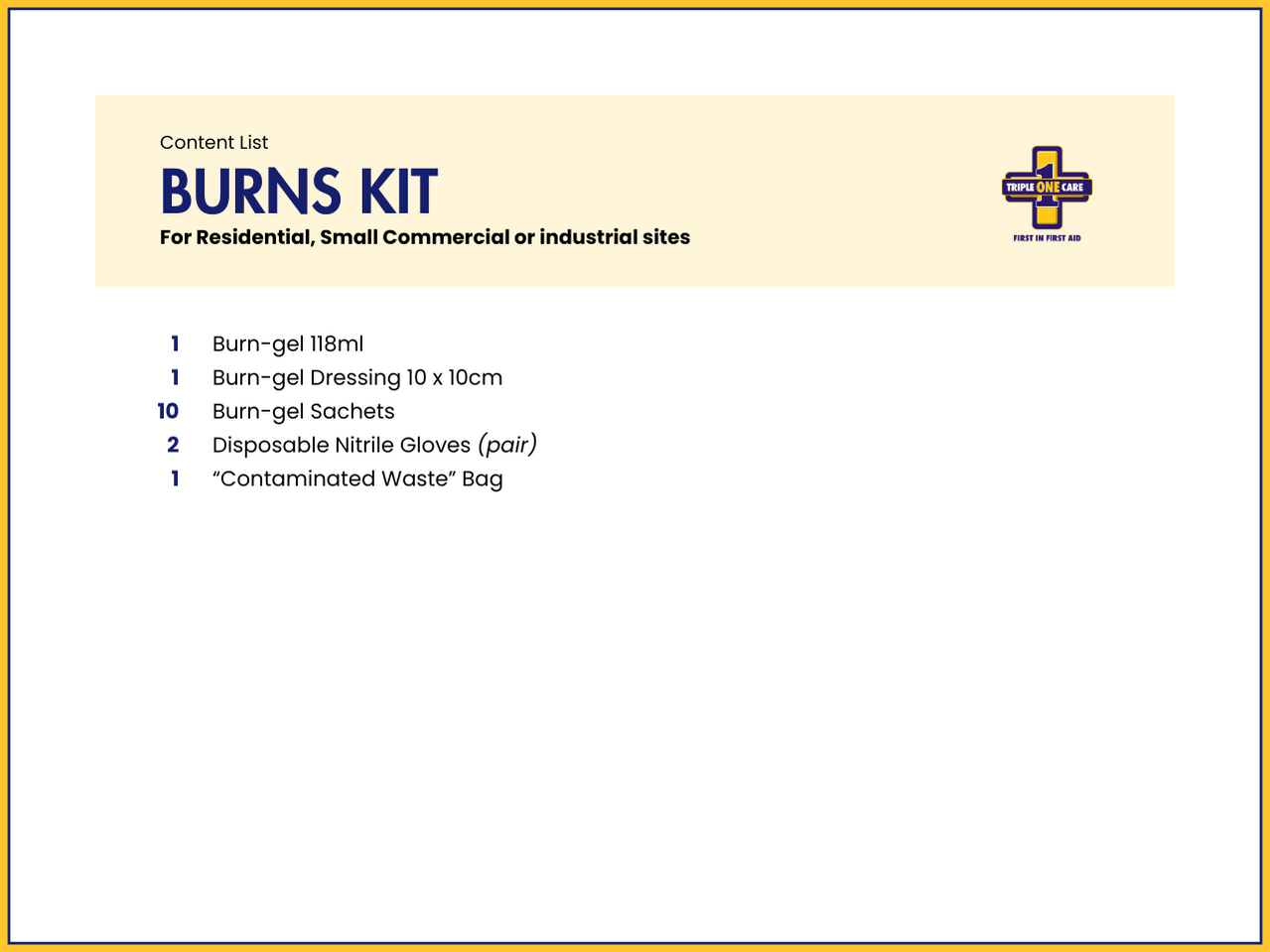 Burns Kit 1 Litre — Triple One Care